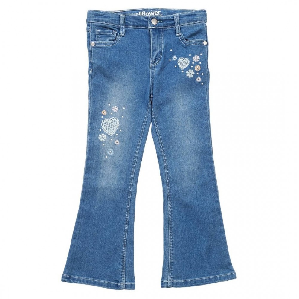 Girl lare Jeans with Embroidered Heart & Floral| Maysharp Nigeria ...