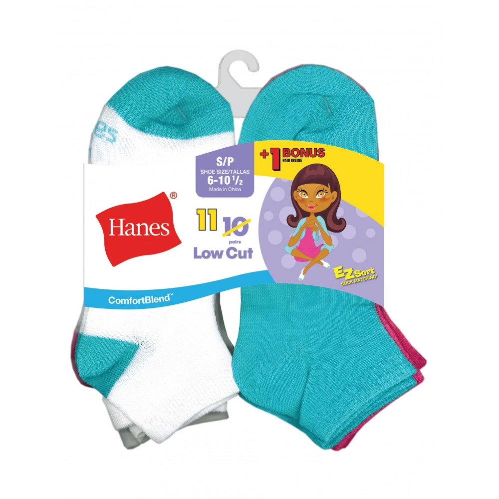 Hanes Girls' Low-Cut Socks, 11-Pack – Soft, Comfortable & Perfect Fit ...